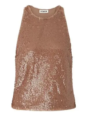 Staud Bree Sequined Sleeveless Top - Brown