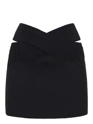 DION LEE Crossed Ribbed Mini Skirt - Black