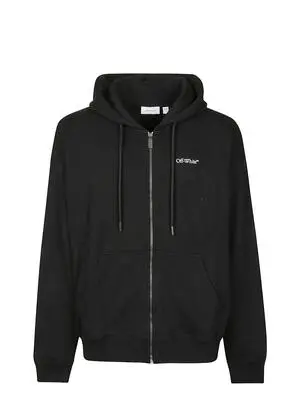 Off-White Zip Hooded Sweatshirt - Black