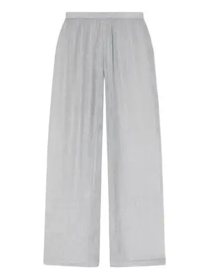 Staud Staud Ali Metallic Knit Wide-Leg Pants Silver