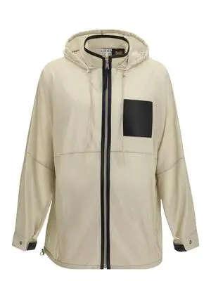 Loewe Loewe Technical Shell Zip-Up Hooded Jacket Beige/black