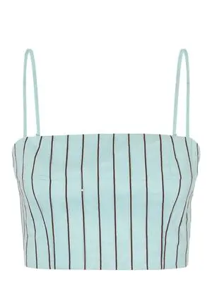STAUD Staud Federico Cropped Striped Top