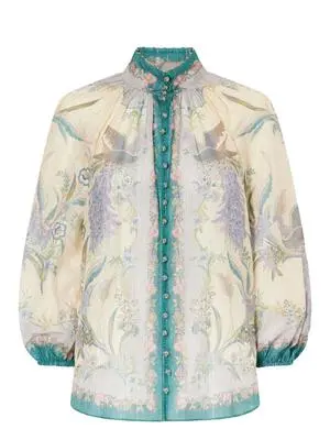 ZIMMERMANN Zimmermann Indra Billow Metallic Cotton And Silk-Blend Blouse