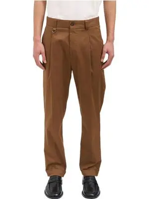 PAOLO PECORA Tailored Trousers With Belt Loops - Brown
