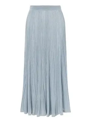 Zimmermann Aster Ribbed Metallic Midi Skirt - Gray