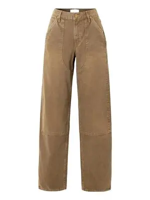 SLVRLAKE Tess Worker Paneled Cotton-canvas Barrel-leg Pants - Brown
