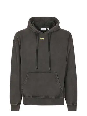 Off-White Graphic Print Cotton Hoodie - Mareado Black