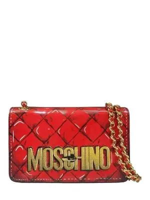 Moschino Quilted Logo Shoulder Bag - Red