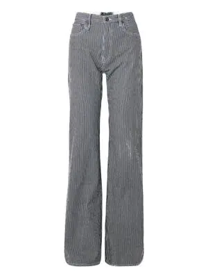 R13 Striped High-rise Wide-leg Jeans - Gray