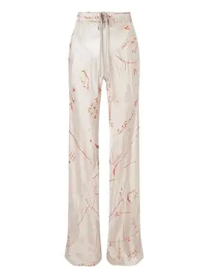 Rick Owens Bias Paneled Printed Satin Pants - Nude