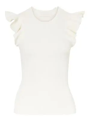 Zimmermann Zimmermann Aster Frill Racer Ribbed-Knit Tank No