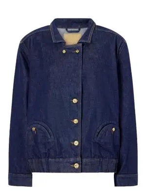 BLAZÉ MILANO Denim Bomber Jacket With Smiley Pockets - Blue