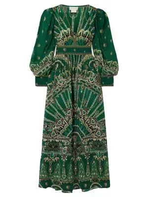 Camilla Printed Maxi Dress - Green
