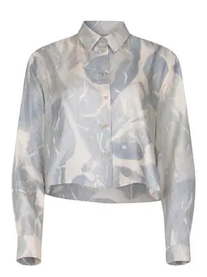 ALYSI Printed Silk Shirt - Gray