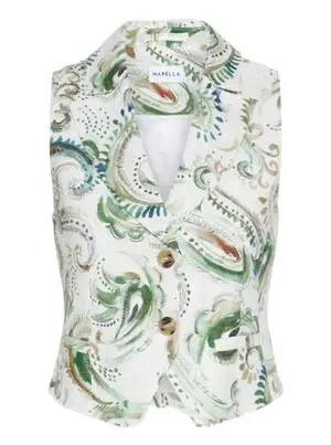 MARELLA Marella Printed Linen Gilet