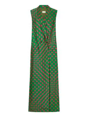 Dries Van Noten Polka Dot Satin-jacquard Vest - Green