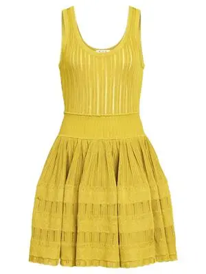 Alaïa Ribbed Fit-and-flare Knitted Mini Dress - Yellow