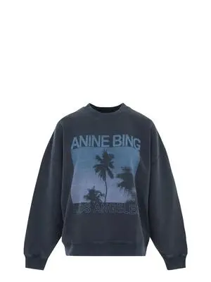 ANINE BING Graphic Crewneck Sweatshirt - Washed Ash