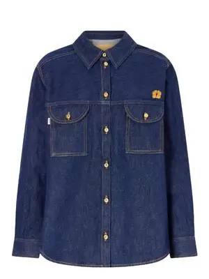 BLAZÉ MILANO Denim Jacket With Knotted Gold-toned Buttons - Blue