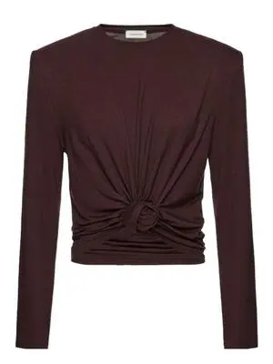 Magda Butrym Magda Butrym Knotted Long Sleeve Jersey Blouse Brown