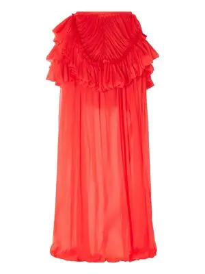 Dries Van Noten Dries Van Noten Ruffled Silk-Chiffon Maxi Skirt Orange