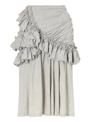 Dries Van Noten Ruffled Midi Skirt - Grey