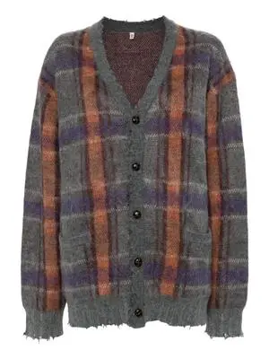 R13 R13 Checked V-Neck Cardigan