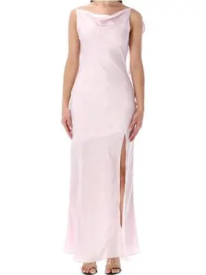 ROTATE BY BIRGER CHRISTENSEN Sleeveless Floral Print Ruffled Slit Maxi Dress - Pink