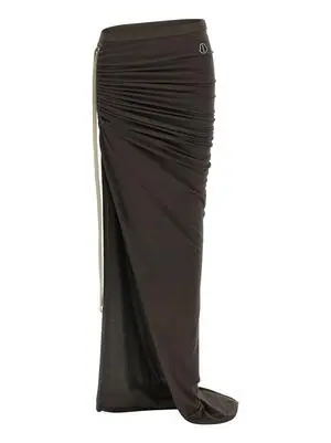 Rick Owens Moncler Appliquéd Cotton-jersey Maxi Skirt - Black