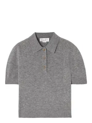 Victoria Beckham Victoria Beckham Wool Polo Shirt With Logo Tab Grey