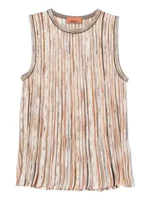 Missoni Missoni Striped Sequin Knit Top Nude
