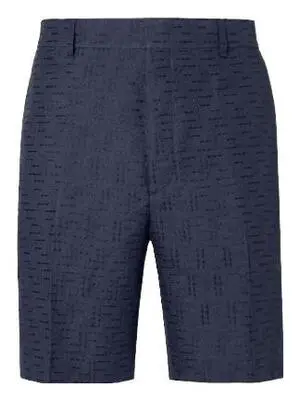 Fendi Ff Jacquard Linen Bermuda Shorts - Blue