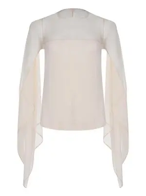 Alberta Ferretti Sheer Cape-sleeve Top - No