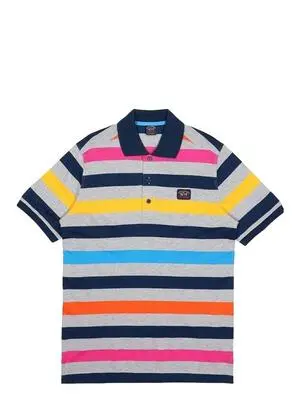PAUL  SHARK Striped Short-sleeved Polo Shirt - Gray
