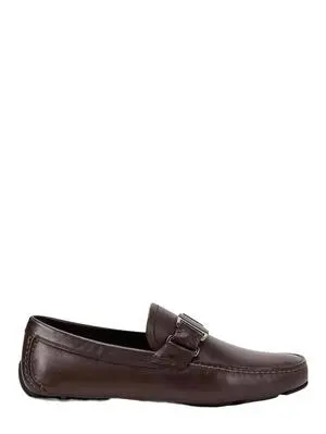 FERRAGAMO Chocolate Buckle Loafers - Black