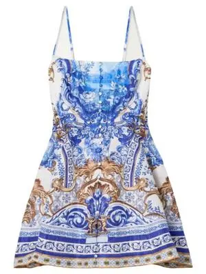 Camilla Printed Spaghetti Strap Dress - Blue