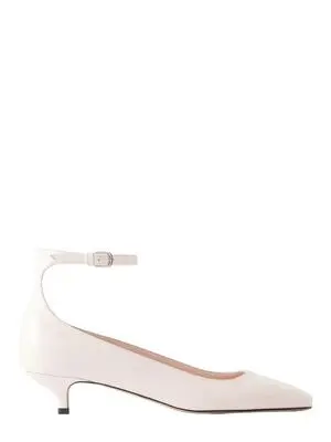 TOTEME Glossed-leather Pumps With Ankle Strap - White