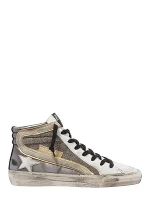GOLDEN GOOSE Golden Goose Deluxe Brand Slide Distressed Leather High-Top Sneakers