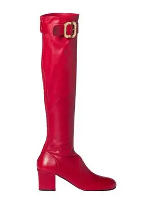 Miu Miu Nappa Leather Knee-high Boots With Buckle Detail - Red