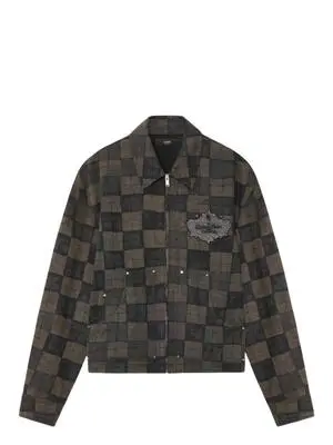 Amiri Checked Denim Jacket - Brown