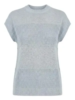 Peserico Ribbed Knit Sleeveless Vest - Blue