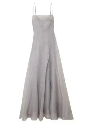 Staud Staud Gustav Patchwork Dress Light Gray