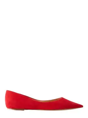 Gabriela Hearst Suede Pointed Toe Ballet Flats - Red