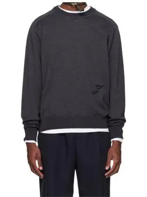 Jacquemus Logo Embroidered Crewneck Knitted Jumper - Grey