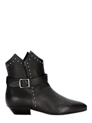 SAINT LAURENT Saint Laurent Logo Studded Ankle Boots