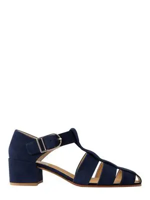 Gabriela Hearst Lyle Suede Buckled Block Heel Pumps - Black