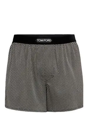 TOM FORD Graphic Print Silk Boxer Shorts - Black