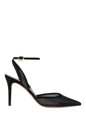 GIANVITO ROSSI 85 Suede-trimmed Mesh Pumps - Black