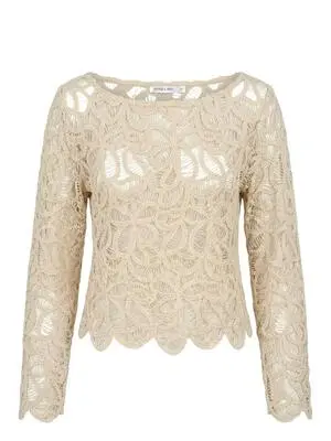 Patrizia Pepe Embroidered Lace Top - Natural Sand