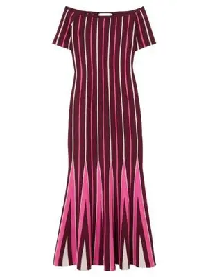 Gabriela Hearst Medea Off-the-shoulder Striped Wool Maxi Dress - Red